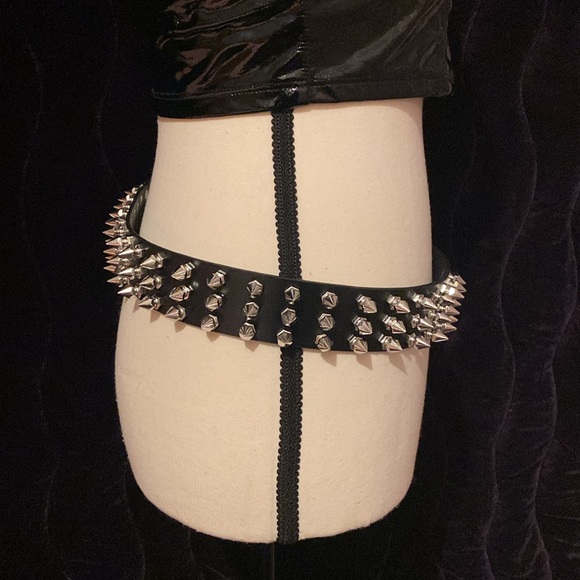 Accessories | Black And Silver Punk Goth Belt With Spikes 527 | Poshmark